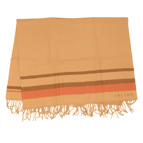 Celine | Accessories | Celine Scarf Wool Beige Red Fit60383 Auth 43803 ...